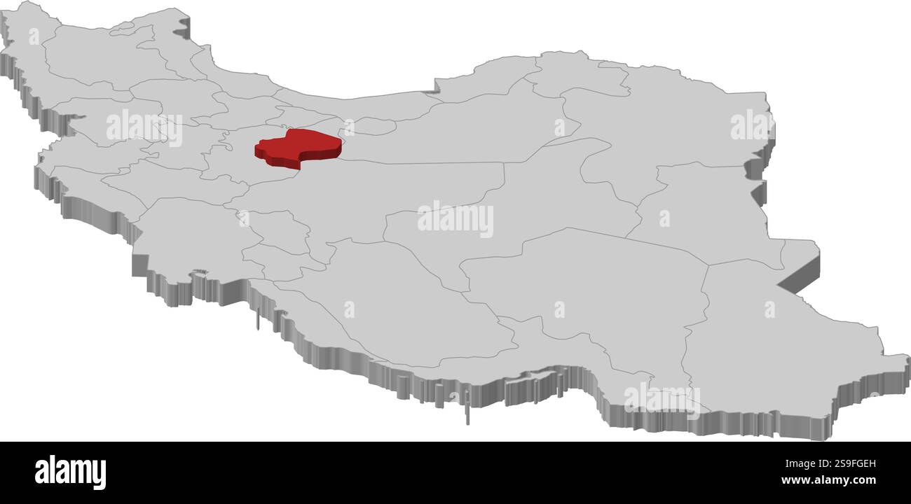 Map of Iran as a gray piece, Qom is highlighted in red Stock Vector ...