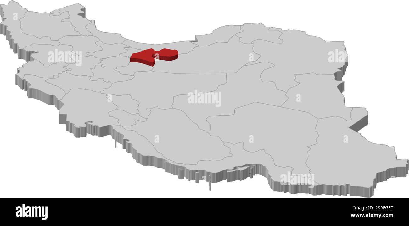 Map of Iran as a gray piece, Tehran is highlighted in red Stock Vector ...