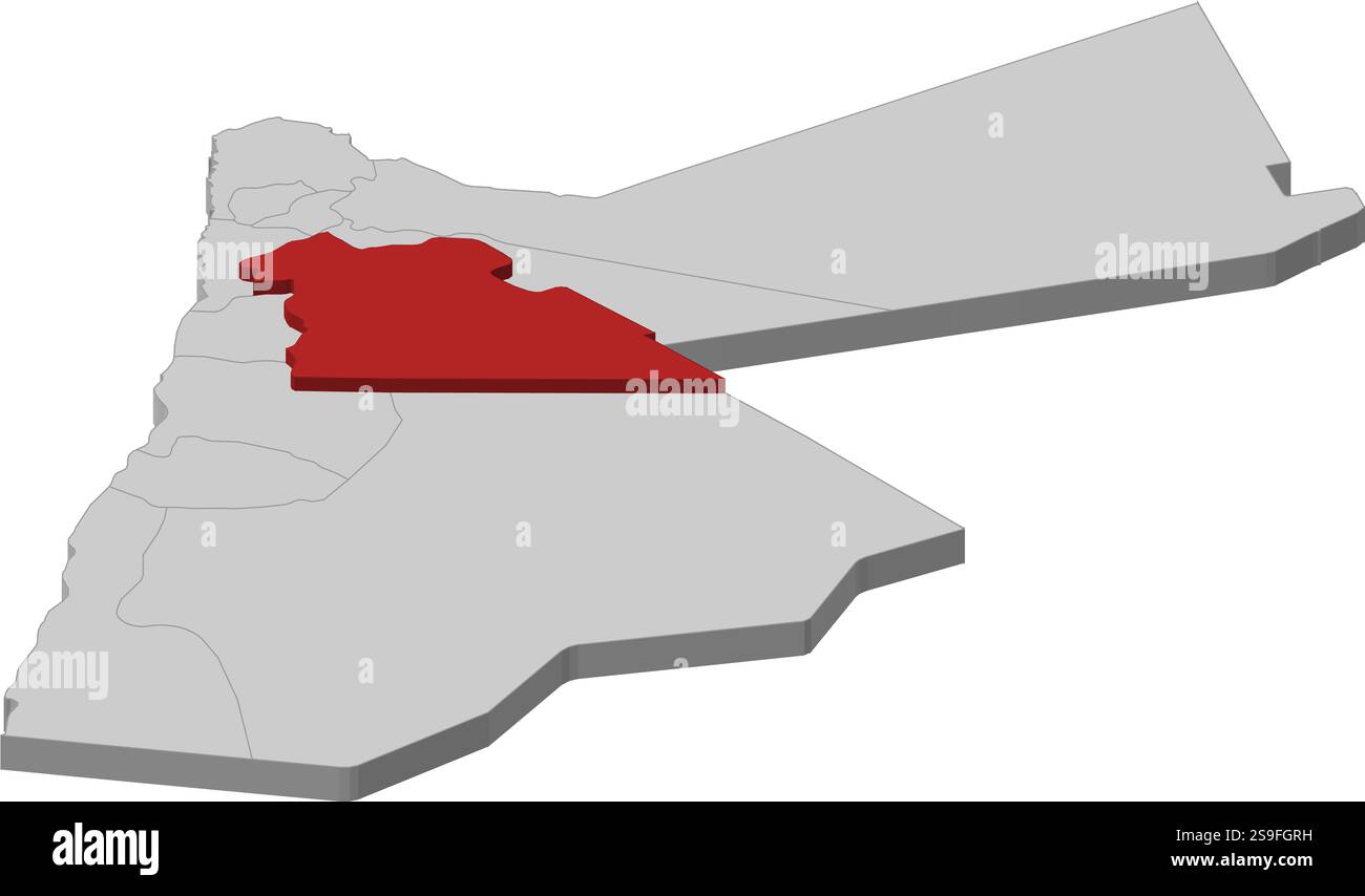 Map of Jordan as a gray piece, Amman is highlighted in red Stock Vector ...