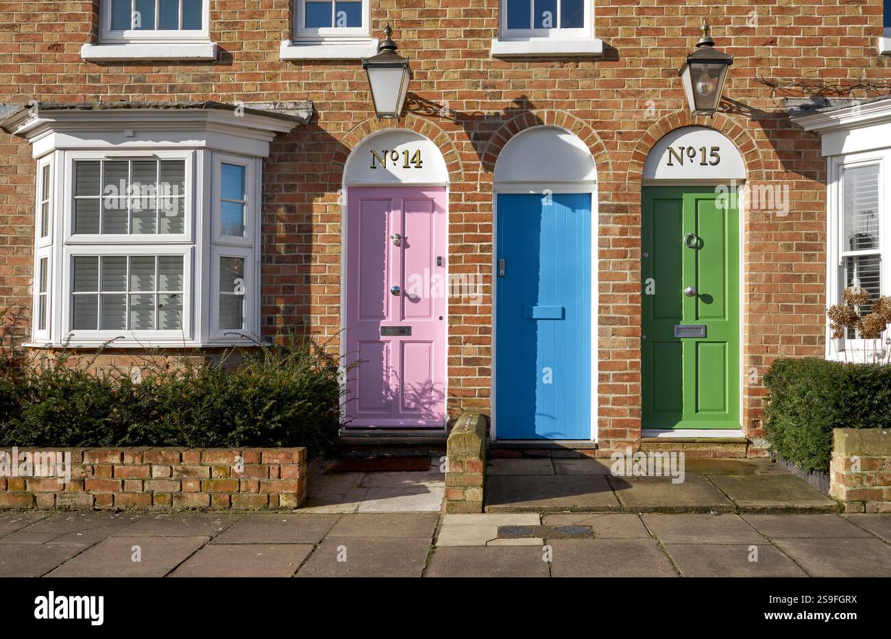 Colourful house doors, Stratford upon Avon, England, UK Stock Photo - Alamy