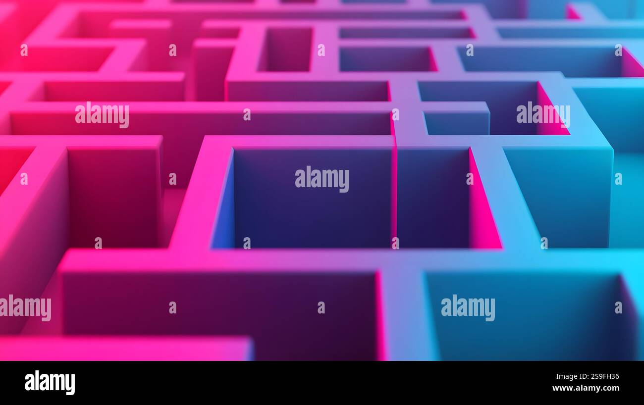 An abstract digital depicting a maze with reflections that reveal ...