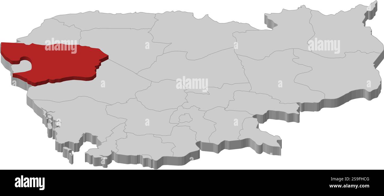 Map of Cambodia as a gray piece, Battambang is highlighted in red Stock ...