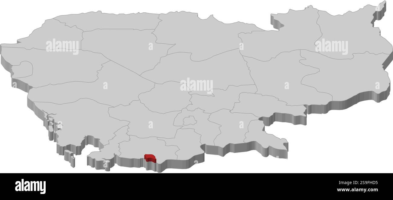 Map of Cambodia as a gray piece, Kep is highlighted in red Stock Vector ...