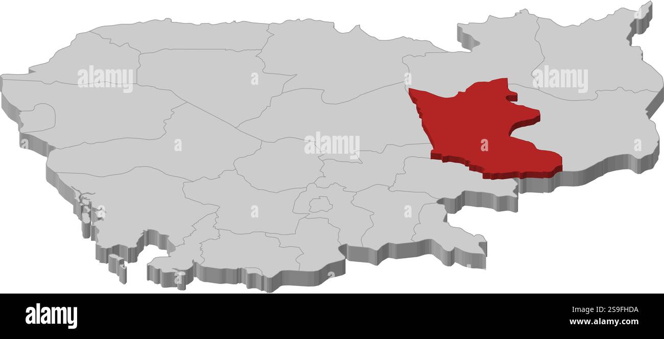 Map of Cambodia as a gray piece, Kratie is highlighted in red Stock ...