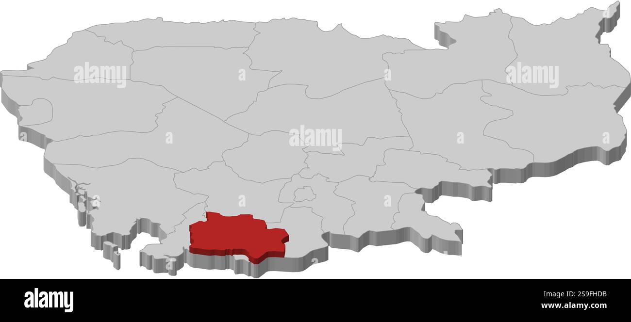 Map of Cambodia as a gray piece, Kampot is highlighted in red Stock ...