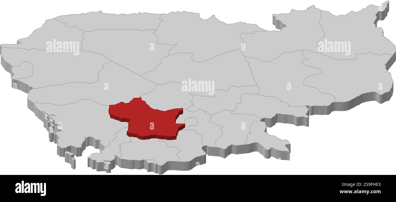 Map of Cambodia as a gray piece, Kampong Speu is highlighted in red ...