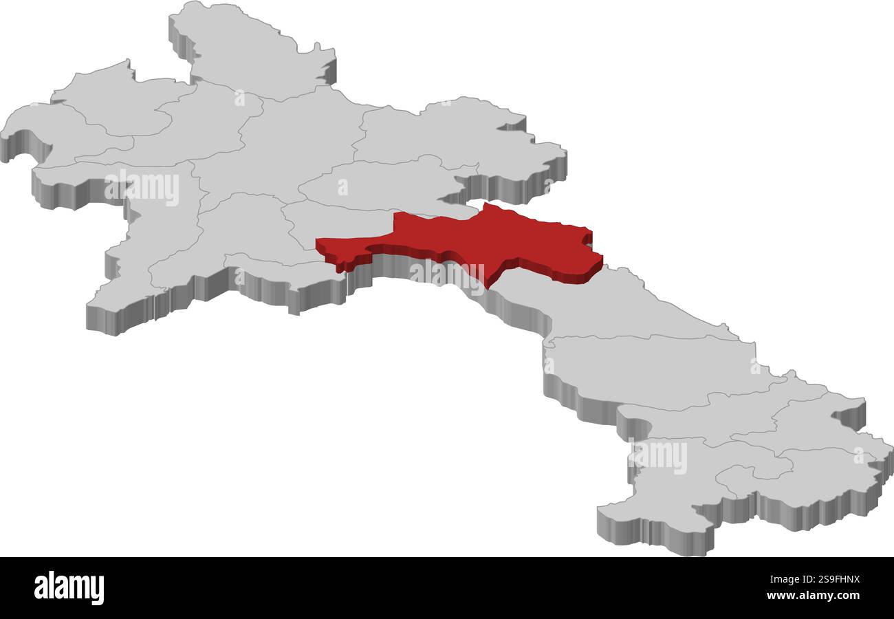 Map of Laos as a gray piece, Bolikhamsai is highlighted in red Stock ...