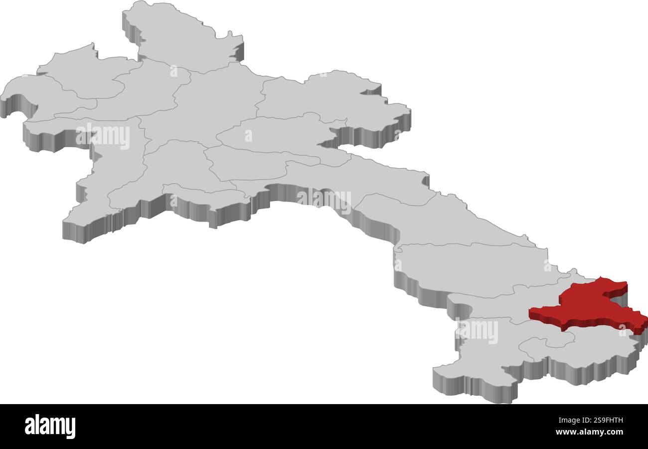 Map of Laos as a gray piece, Sekong is highlighted in red Stock Vector ...