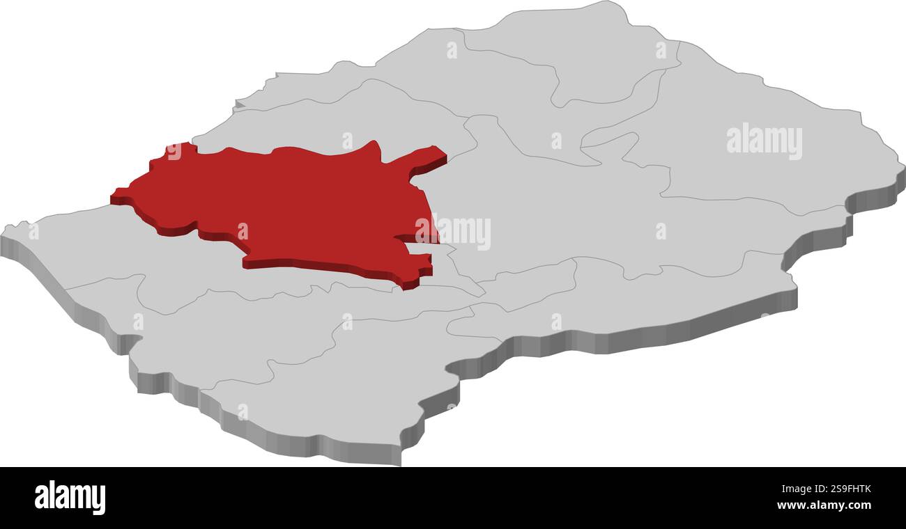 Map of Lesotho as a gray piece, Maseru is highlighted in red Stock ...