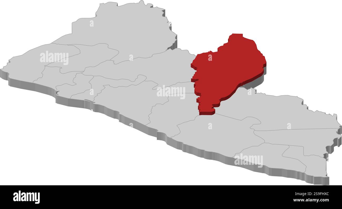 Map of Liberia as a gray piece, Nimba is highlighted in red Stock ...