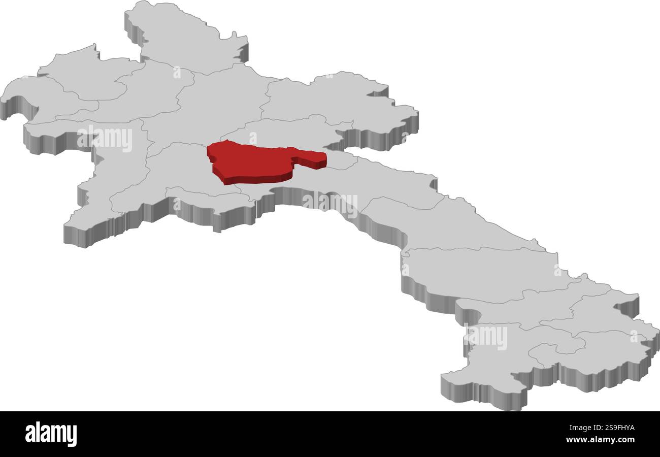 Map of Laos as a gray piece, Xaisomboun is highlighted in red Stock ...