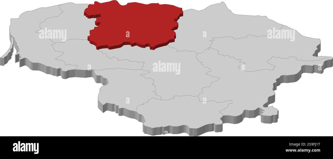 Map of Lithuania as a gray piece., Siauliai is highlighted in red Stock ...