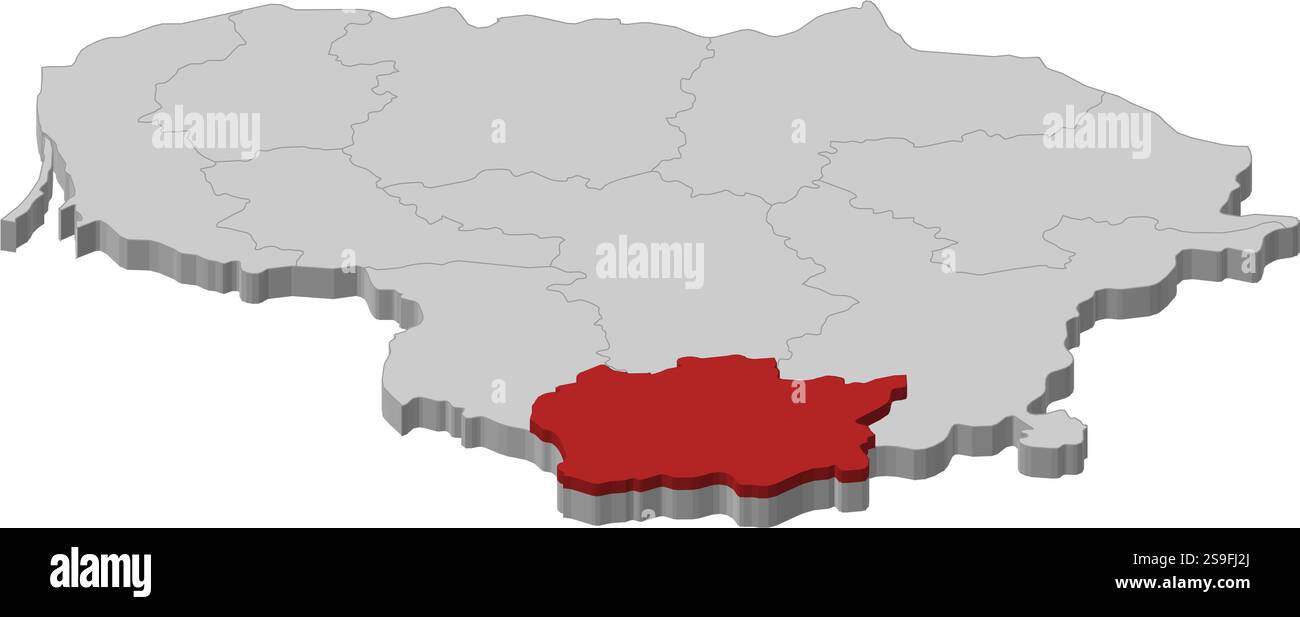 Map of Lithuania as a gray piece., Alytus is highlighted in red Stock ...