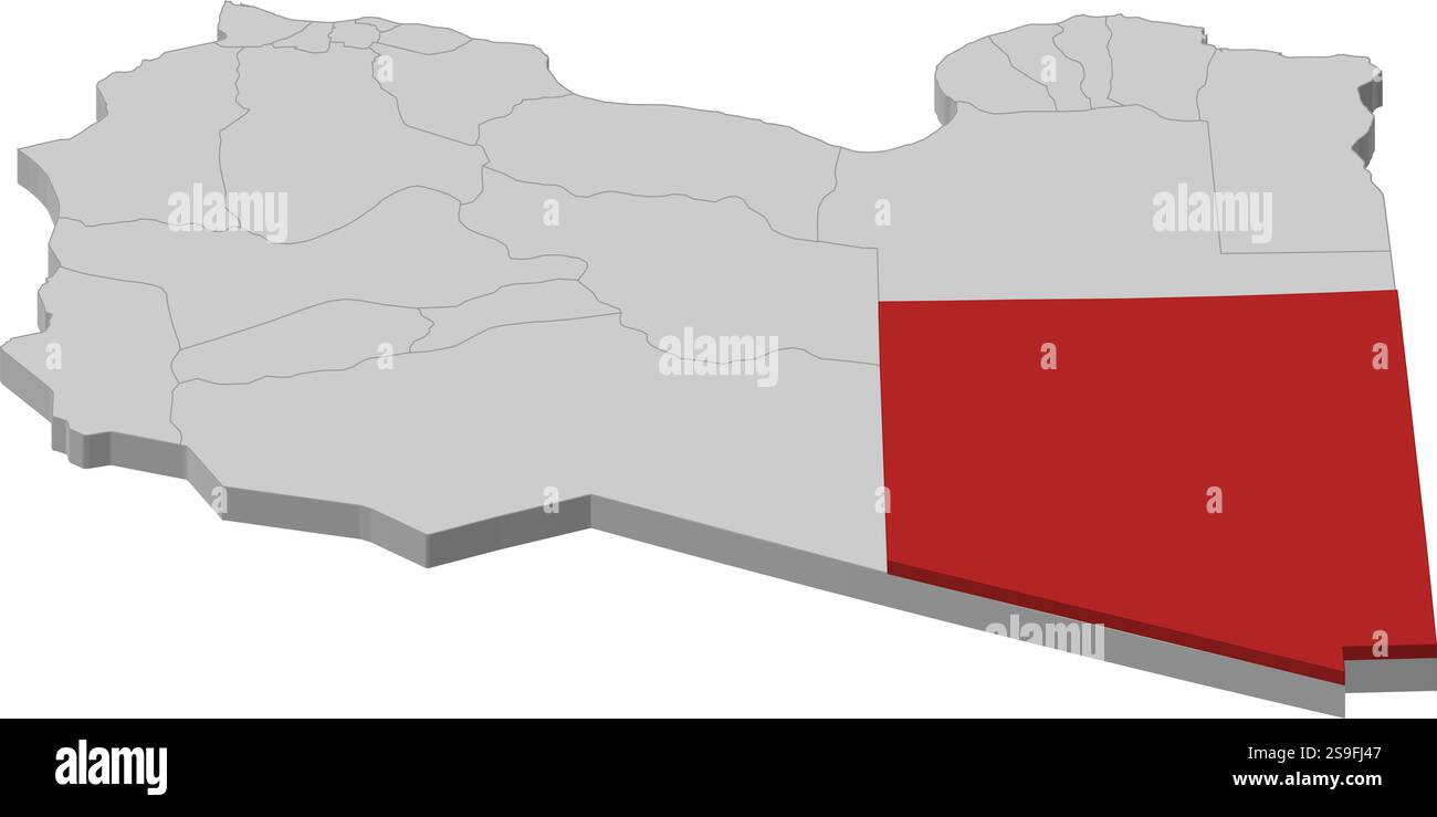 Map of Libya as a gray piece, Kufra is highlighted in red Stock Vector ...