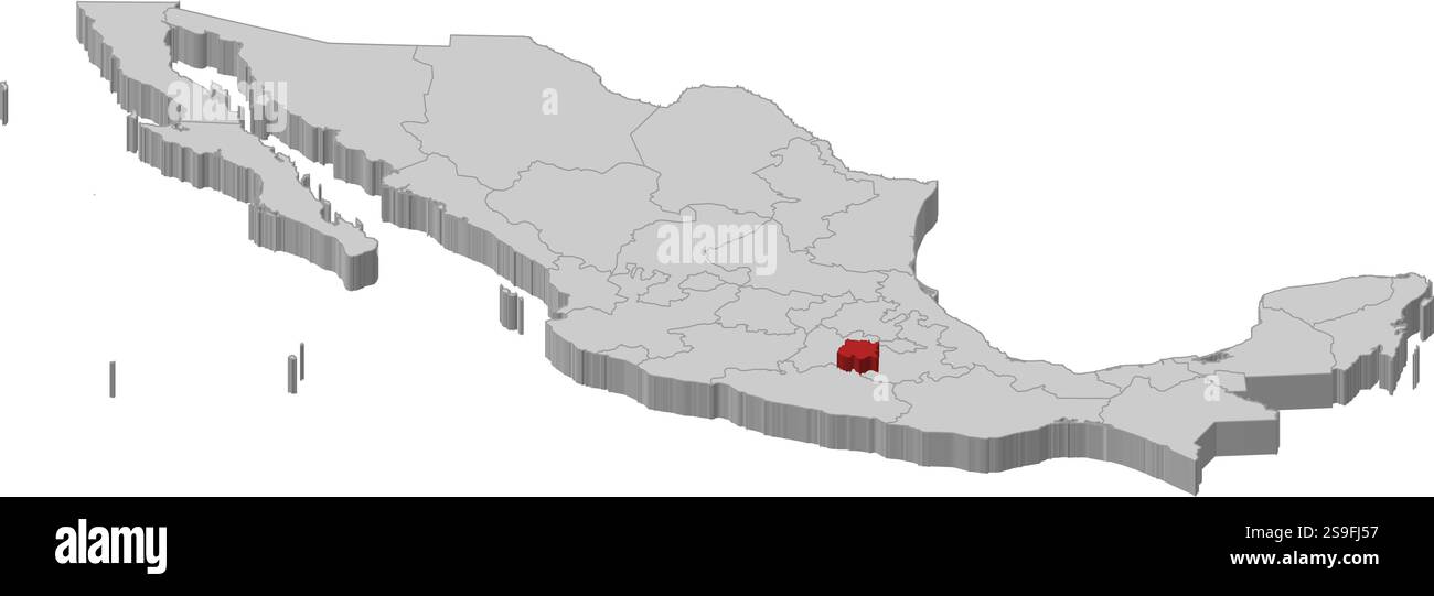 Map of Mexico as a gray piece., Morelos is highlighted in red Stock ...