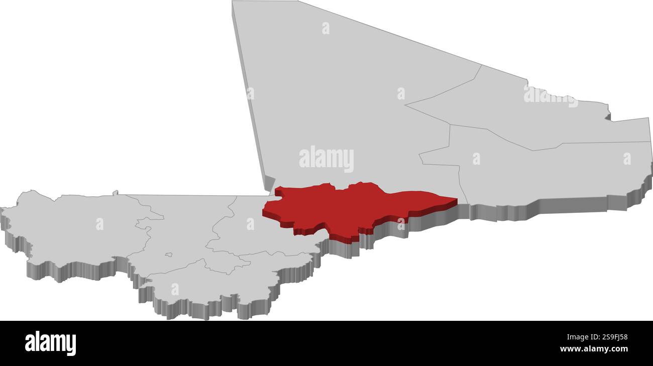 Map of Mali as a gray piece, Mopti is highlighted in red Stock Vector ...