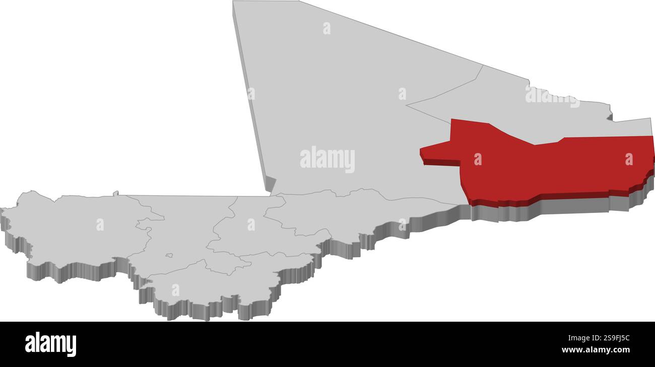Map of Mali as a gray piece, Gao is highlighted in red Stock Vector ...