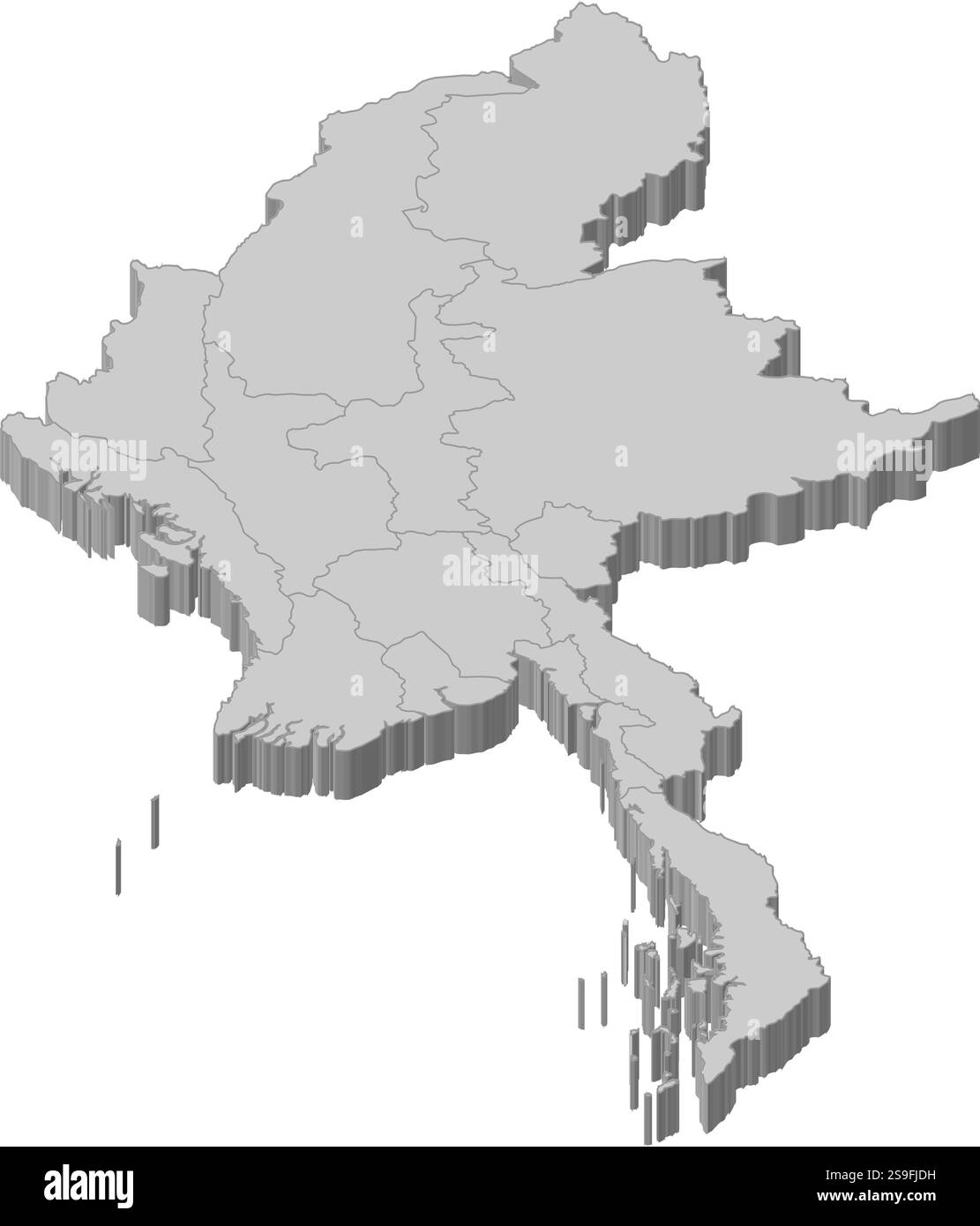 Map of Myanmar as a gray piece Stock Vector Image & Art - Alamy