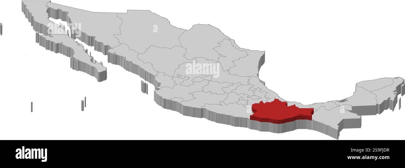 Map of Mexico as a gray piece., Oaxaca is highlighted in red Stock ...