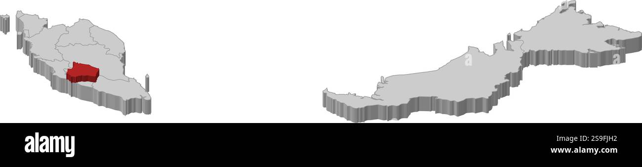Map of Malaysia as a gray piece., Negeri Sembilan Darul Khusus is ...
