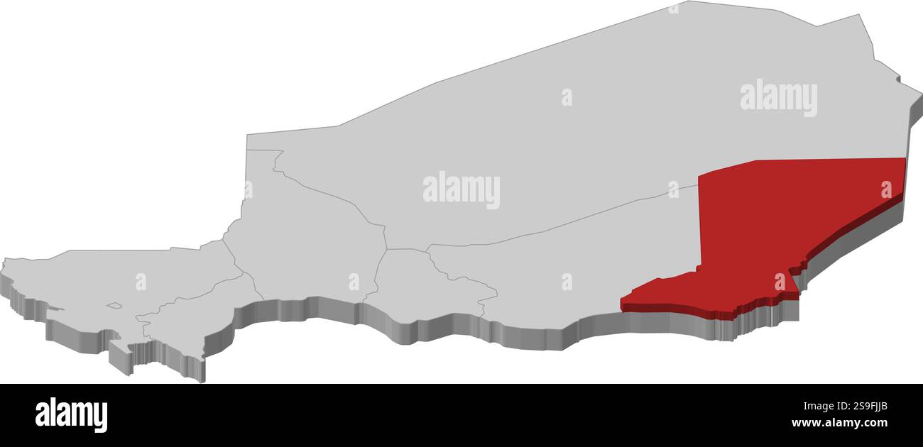 Map of Niger as a gray piece, Diffa is highlighted in red Stock Vector ...