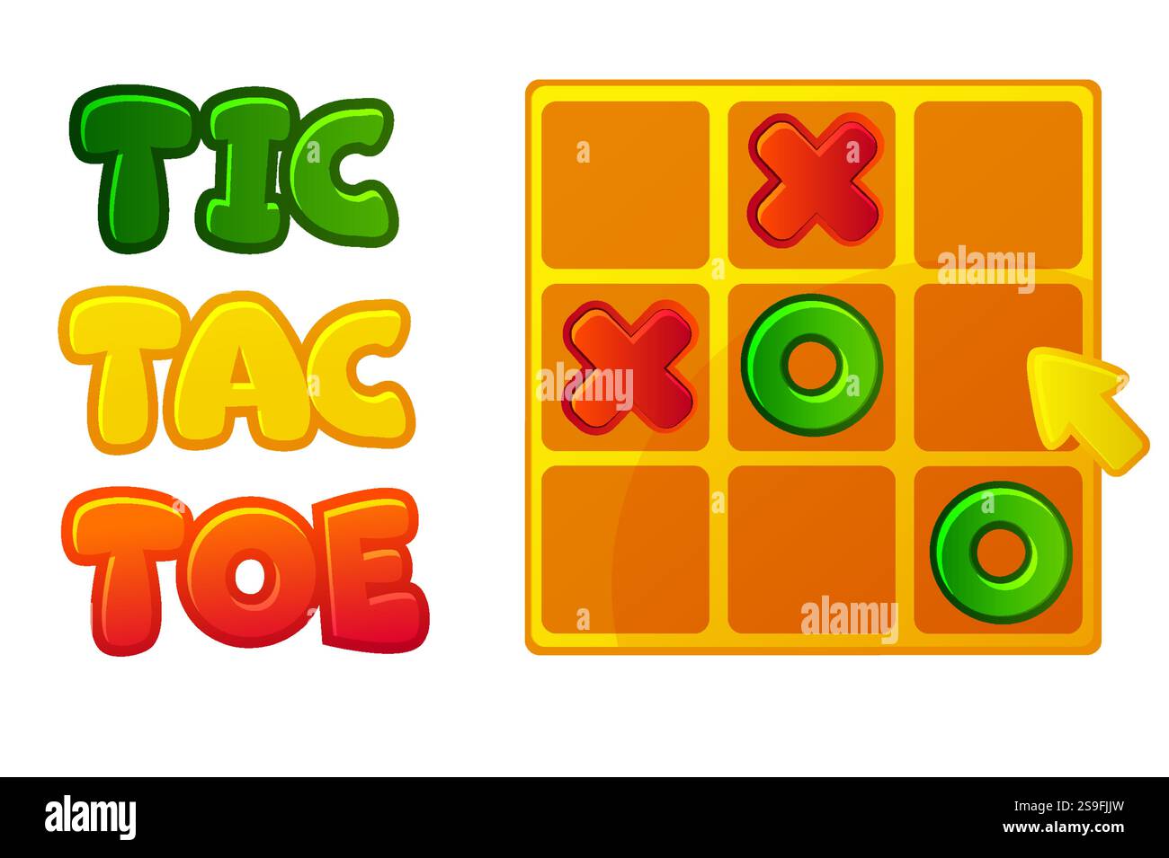 TIC TAC TOE UI with arow cursor. Board logic game for your game ...