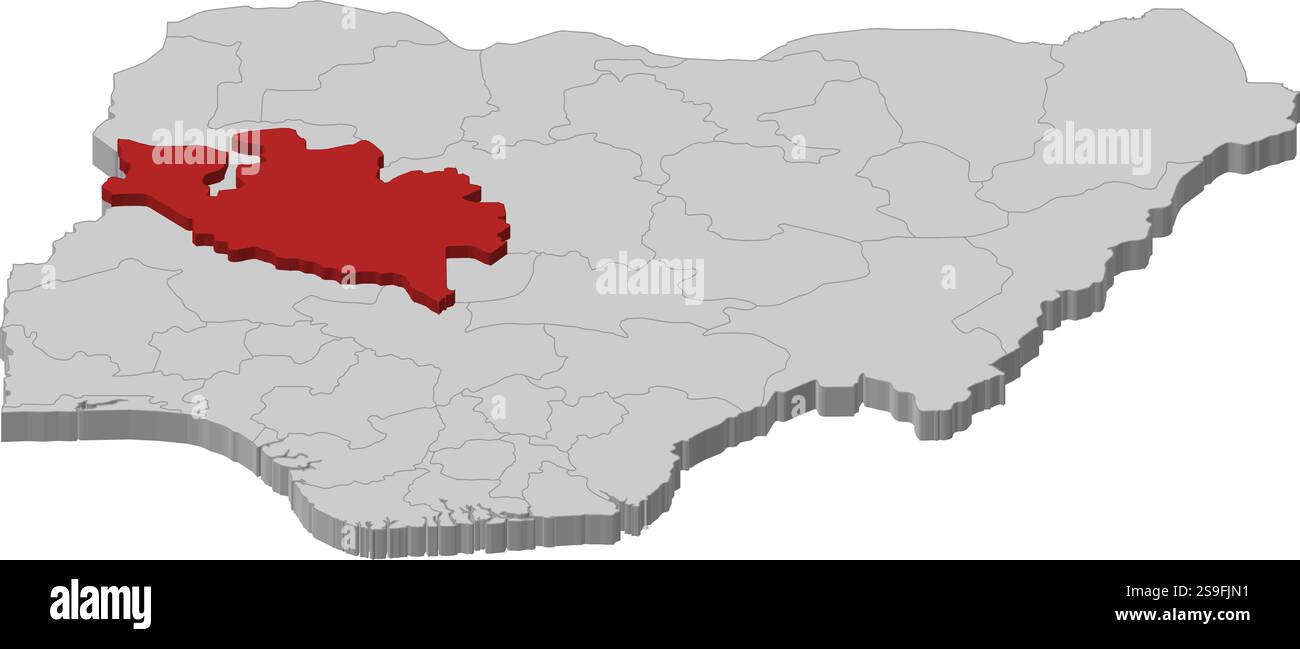 Map of Nigeria as a gray piece, Niger is highlighted in red Stock ...