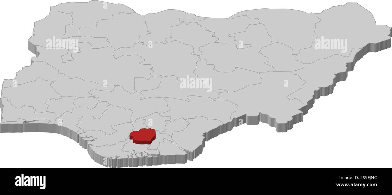 Map of Nigeria as a gray piece, Imo is highlighted in red Stock Vector ...