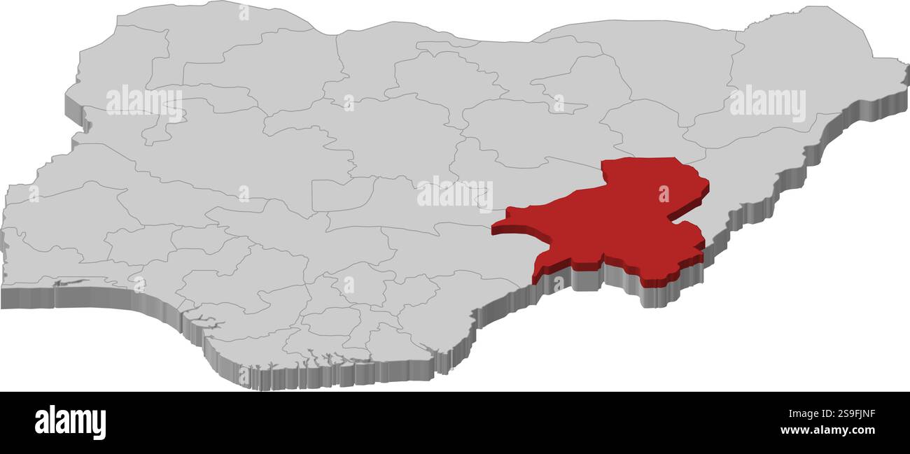 Map of Nigeria as a gray piece, Taraba is highlighted in red Stock ...