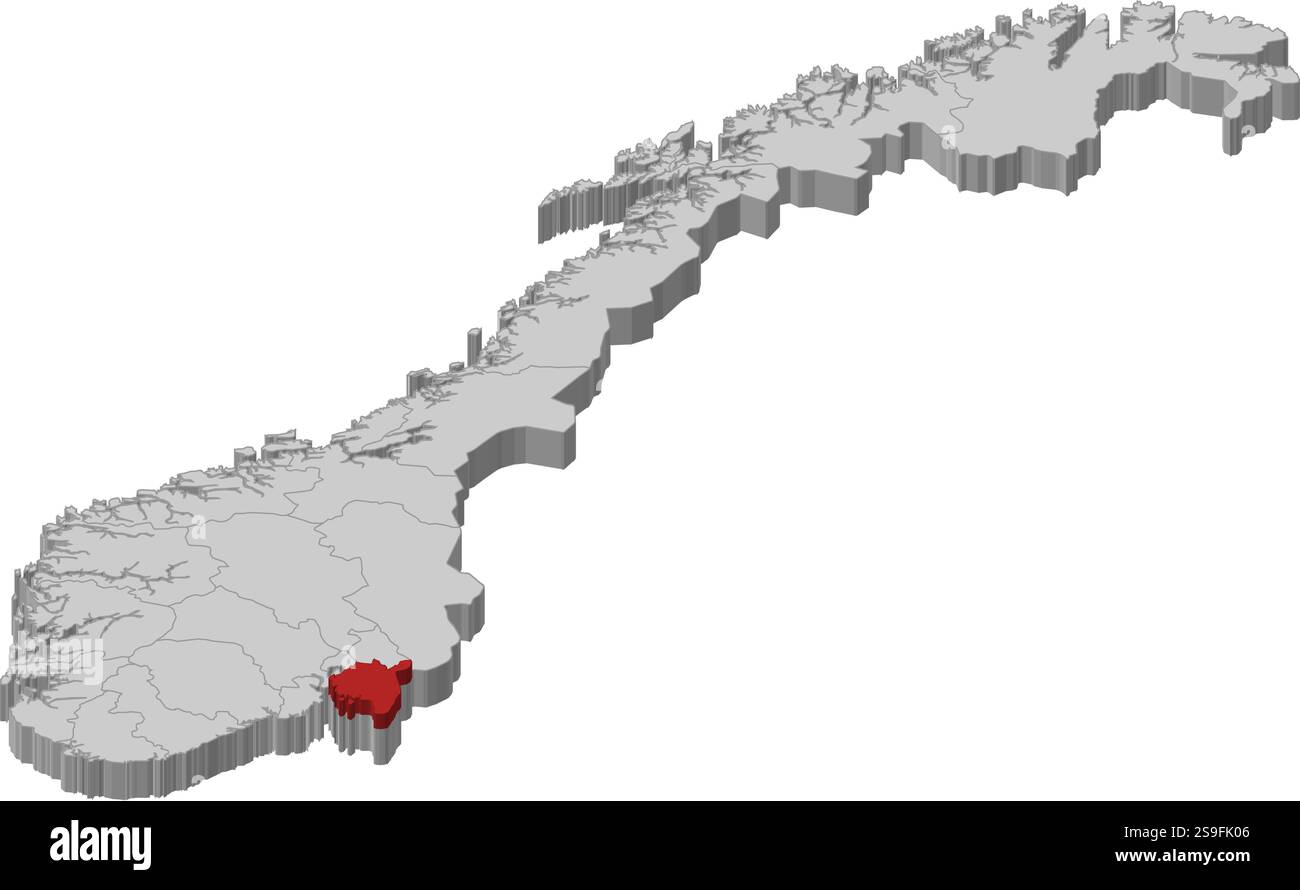 Map of Norway as a gray piece., Østfold is highlighted in red Stock ...