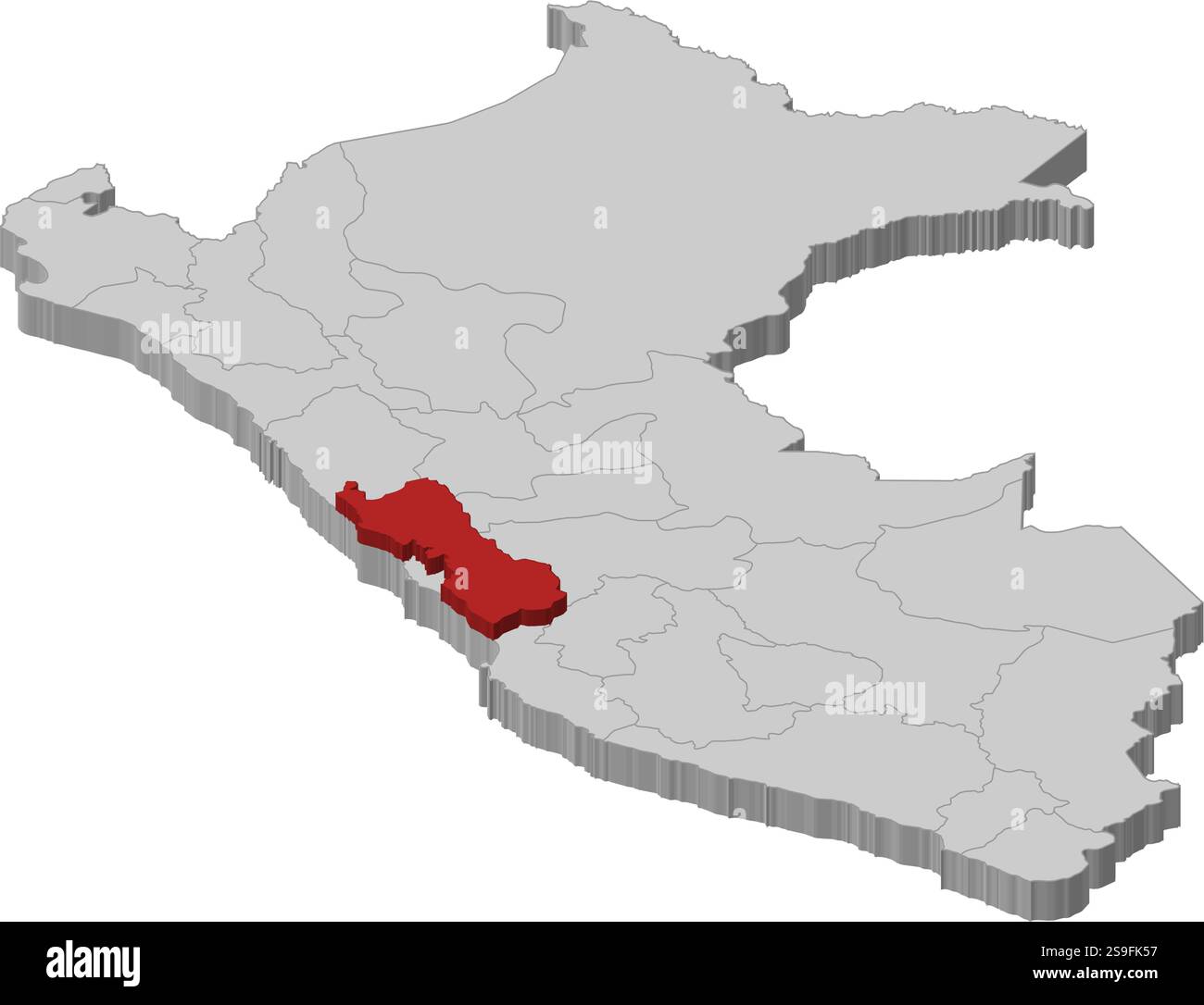 Map of Peru as a gray piece, Lima is highlighted in red Stock Vector ...