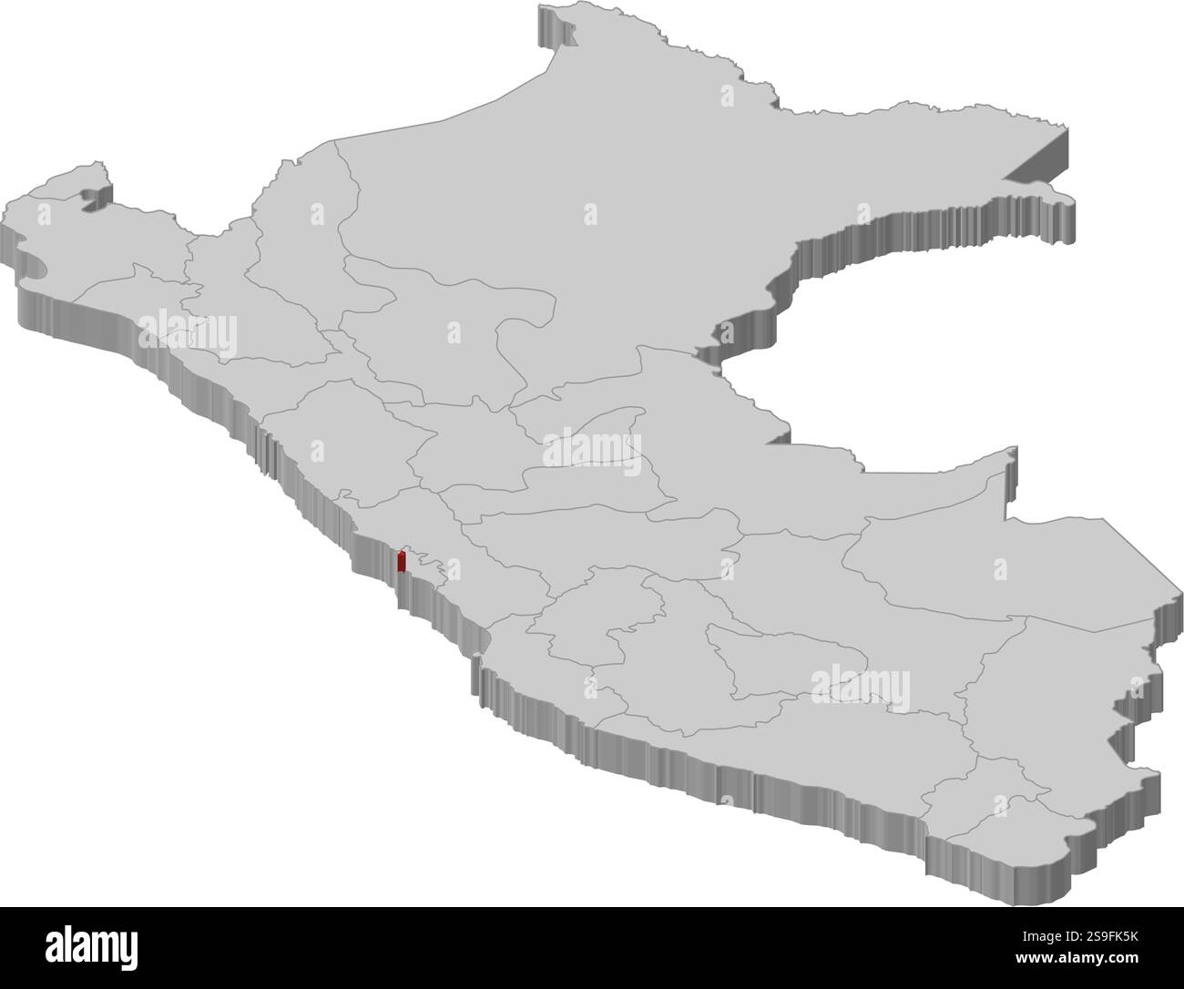 Map of Peru as a gray piece, Callao is highlighted in red Stock Vector ...