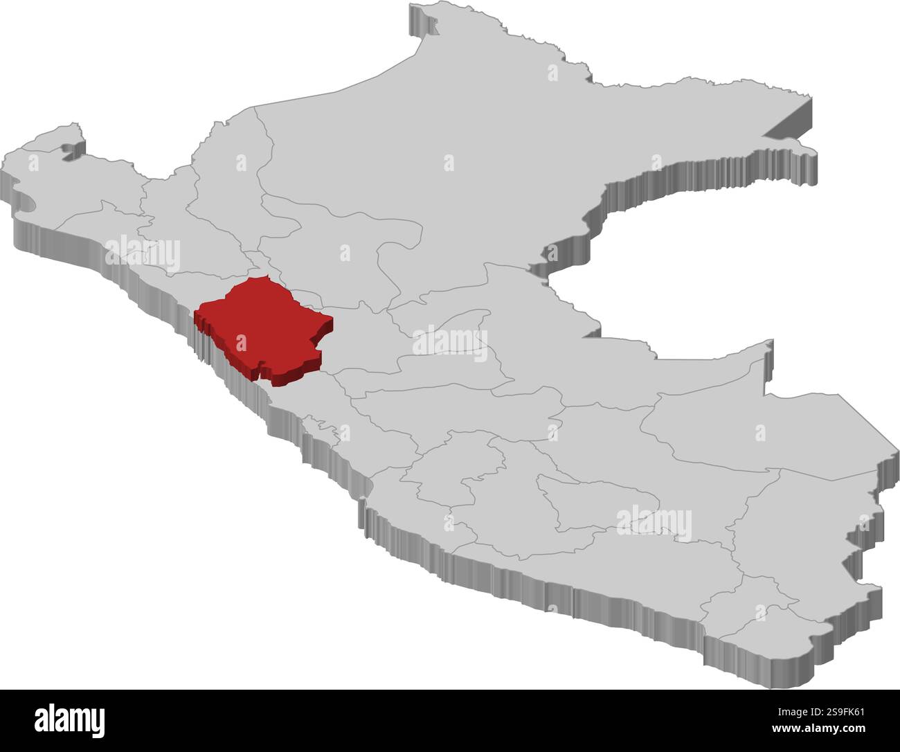 Map of Peru as a gray piece, Ancash is highlighted in red Stock Vector ...