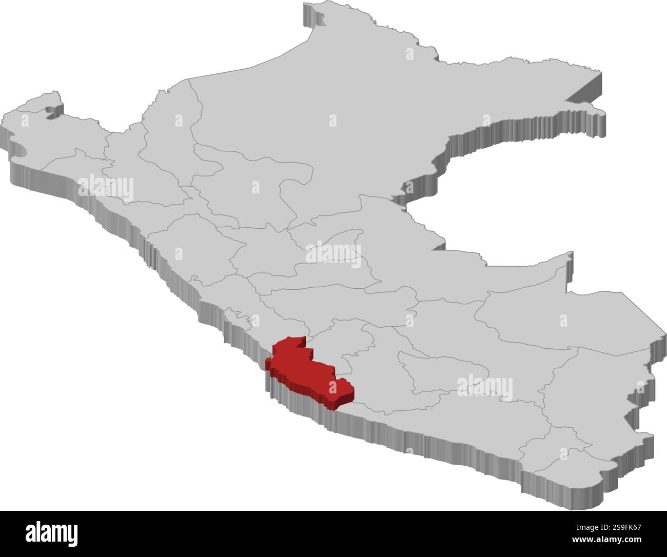Map of Peru as a gray piece, Ica is highlighted in red Stock Vector ...