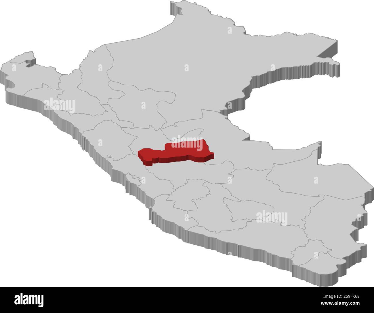 Map of Peru as a gray piece, Pasco is highlighted in red Stock Vector ...