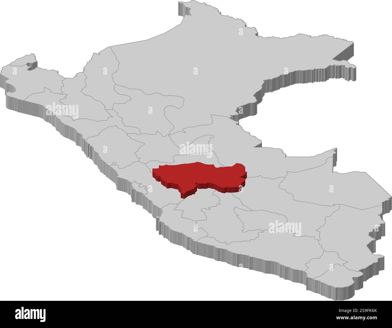 Map of Peru as a gray piece, Junín is highlighted in red Stock Vector ...