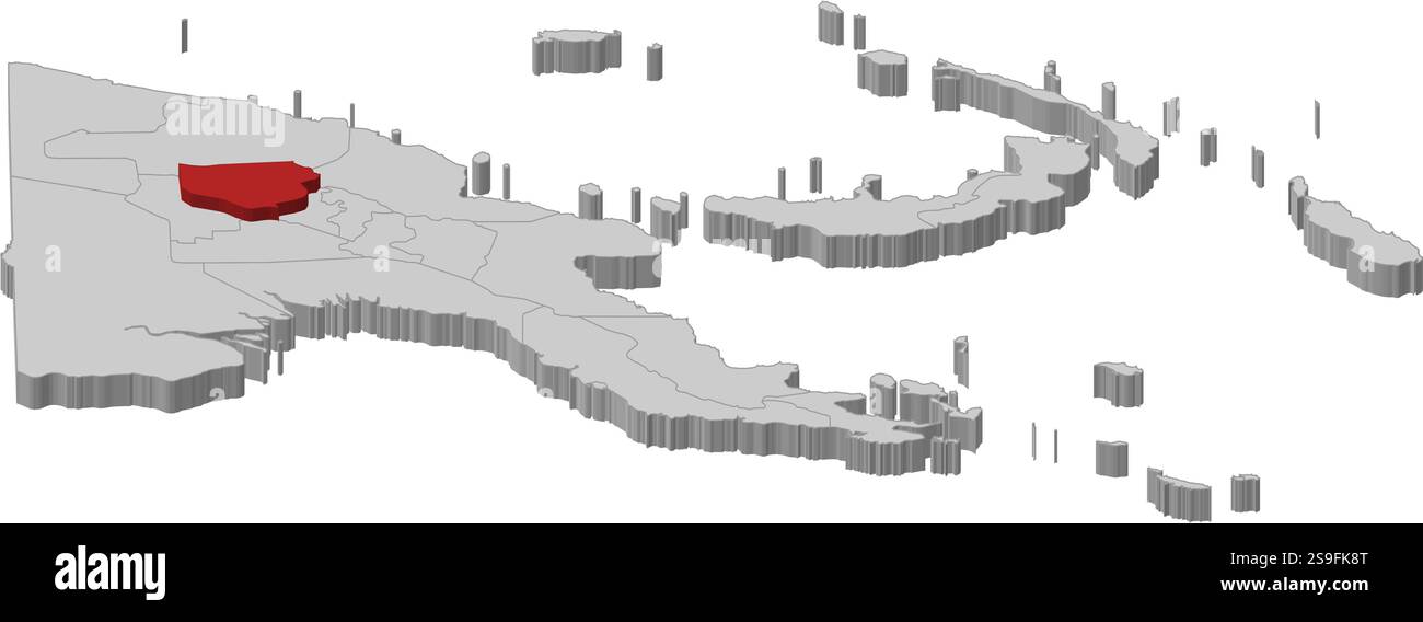 Map of Papua New Guinea as a gray piece, Enga is highlighted in red ...