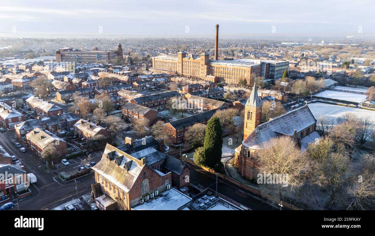 Aerial, Houldsworth Mill in Reddish with Broadstone mill beyond Stock ...