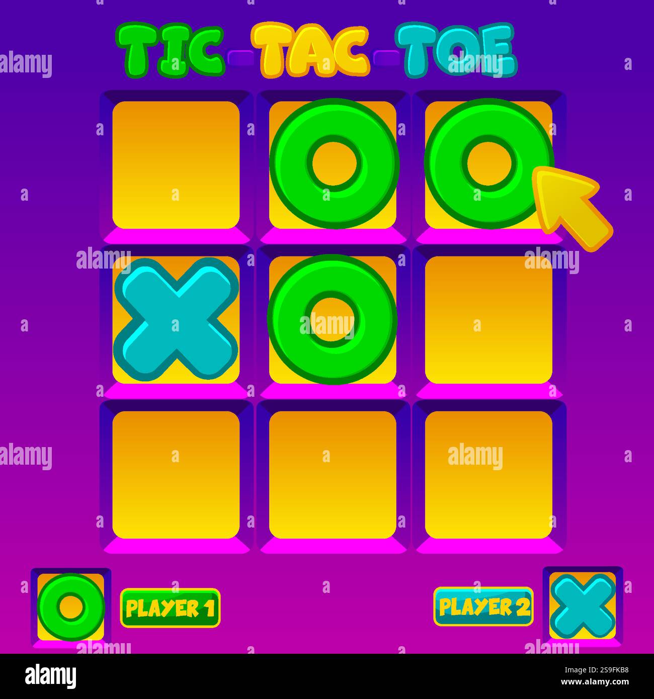 TIC TAC TOE UI with arow cursor. Board logic game for your game ...