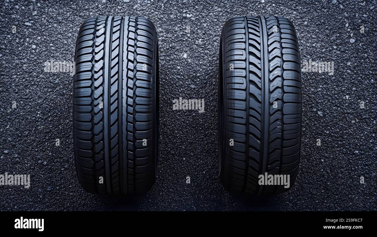 Visual comparison of tire tread wear patterns highlighting the ...