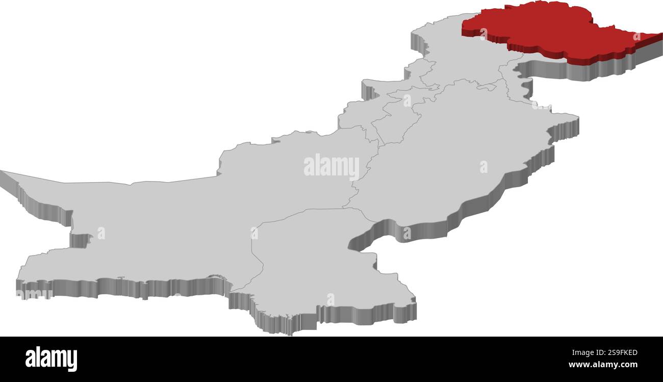 Map of Pakistan as a gray piece., Gilgit-Baltistan is highlighted in ...