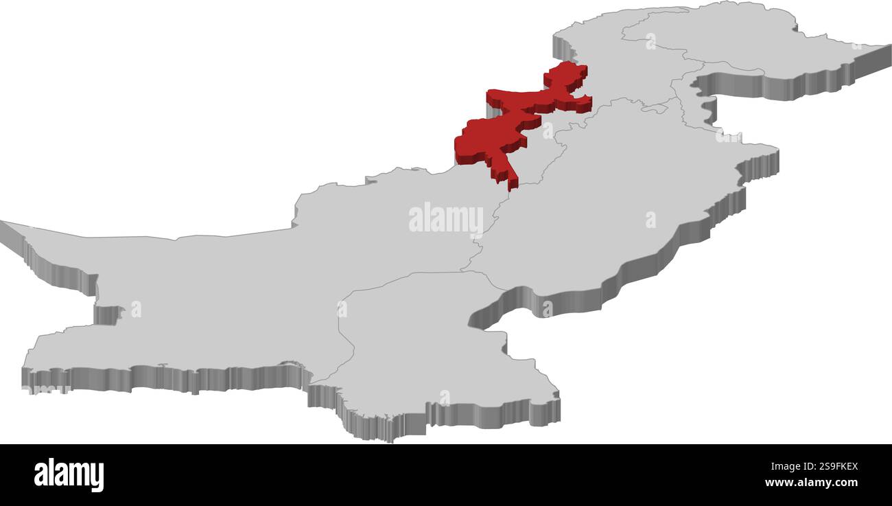 Map of Pakistan as a gray piece., Federally Administered Tribal Areas ...