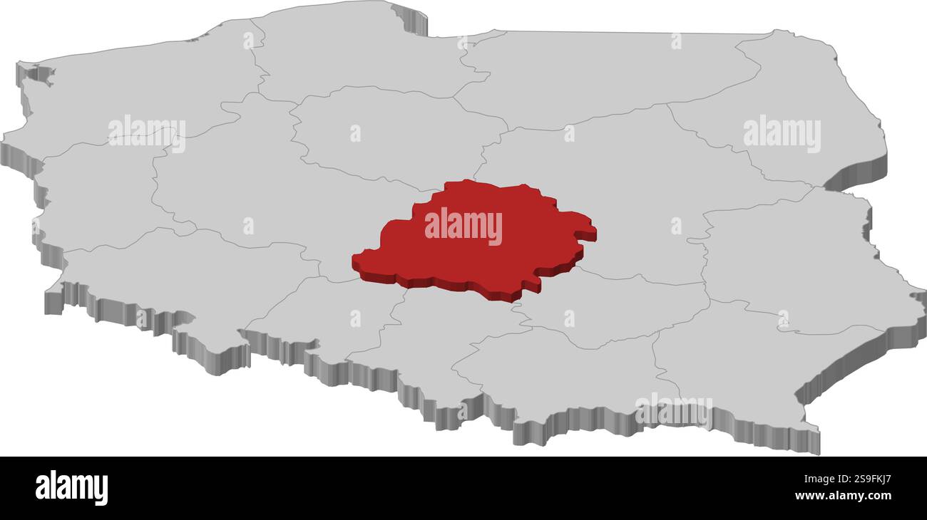 Map of Poland as a gray piece., Lódz is highlighted in red Stock Vector ...