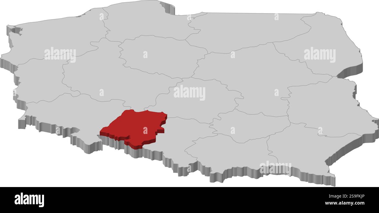 Map of Poland as a gray piece., Opolskie is highlighted in red Stock ...