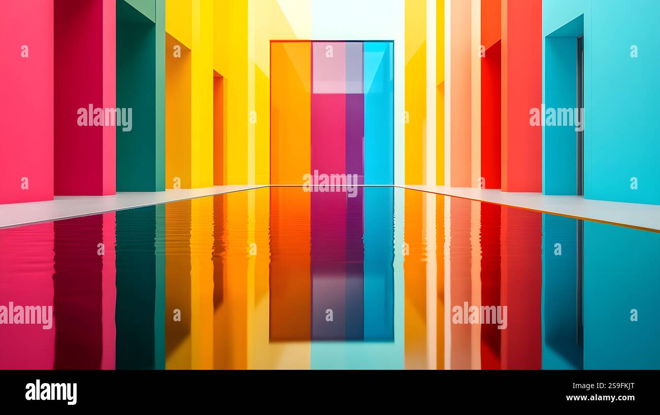 Vibrant Abstract Reflection of Colorful Geometric Shapes and Patterns ...