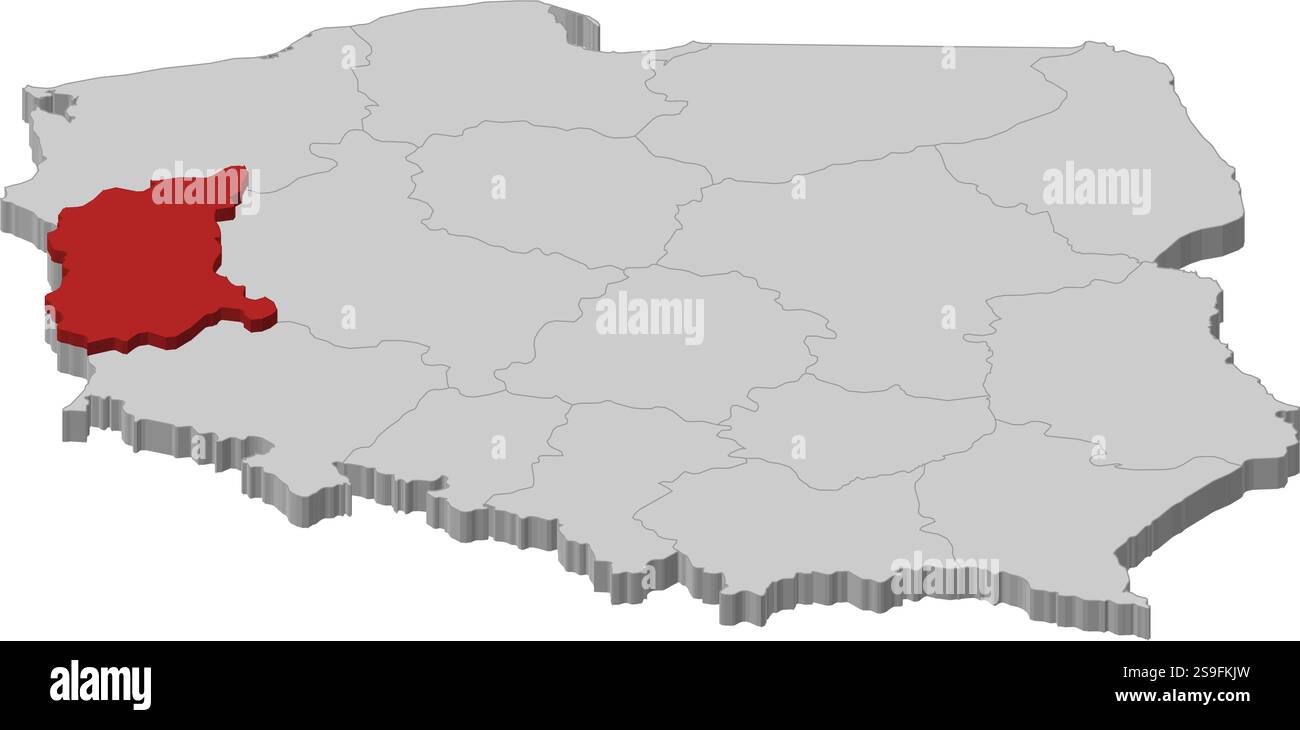 Map of Poland as a gray piece., Lubusz is highlighted in red Stock ...