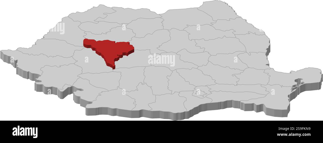Map of Romania as a gray piece, Alba is highlighted in red Stock Vector ...