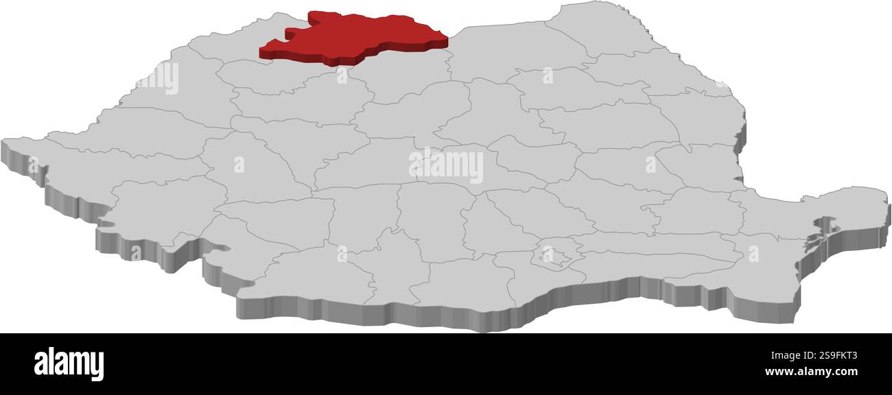 Map of Romania as a gray piece, Maramures is highlighted in red Stock ...