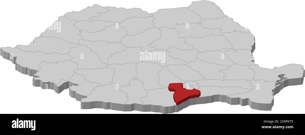 Map of Romania as a gray piece, Giurgiu is highlighted in red Stock ...