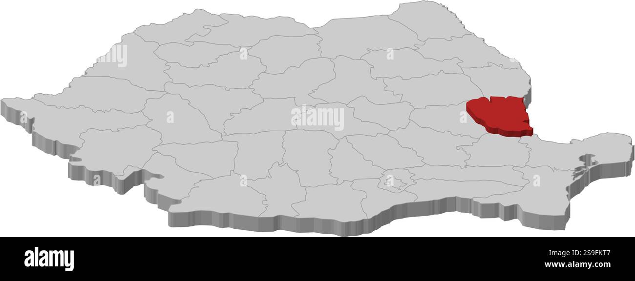 Map of Romania as a gray piece, Galati is highlighted in red Stock ...